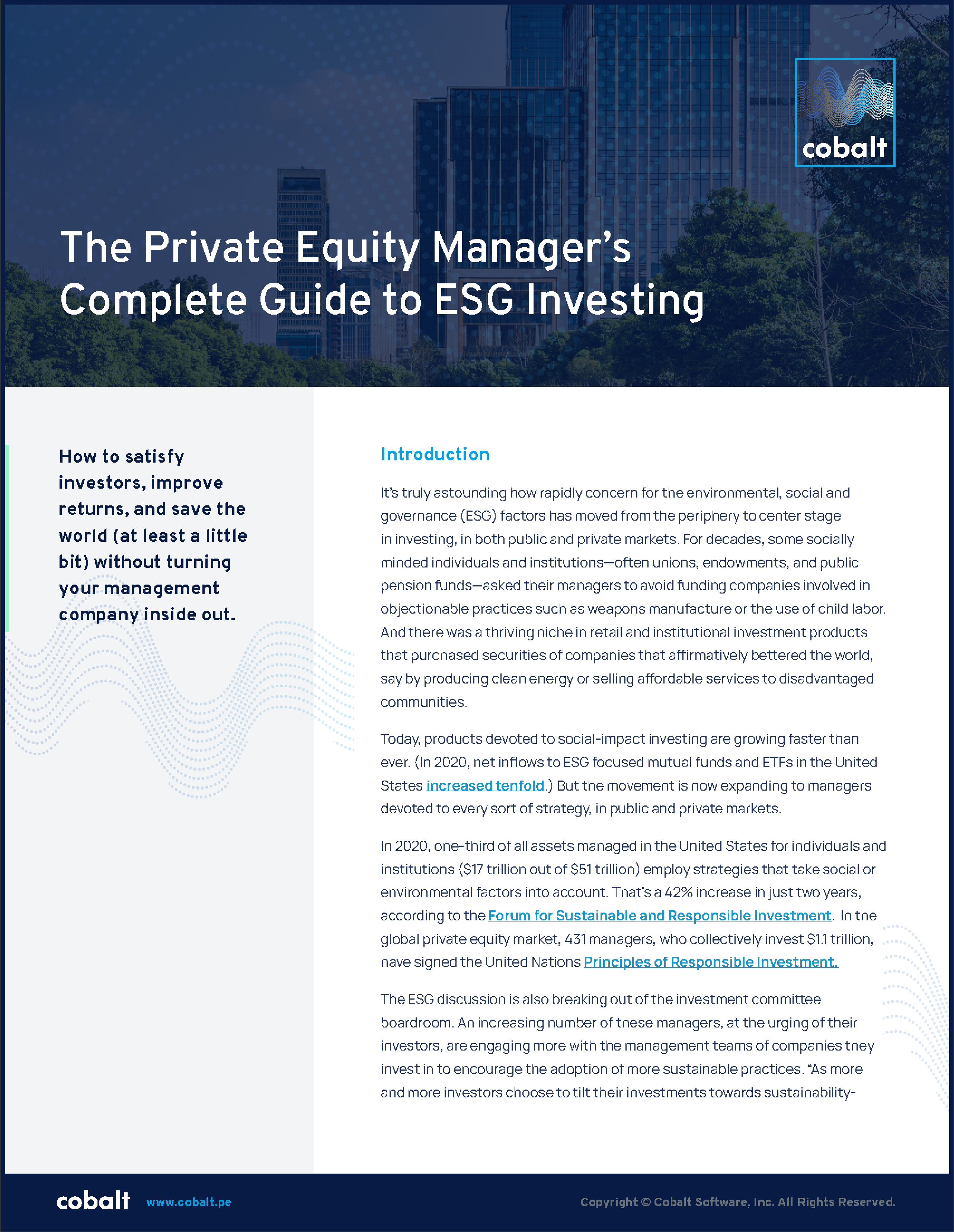 The Private Equity Manager’s Complete Guide to ESG Investing | Cobalt